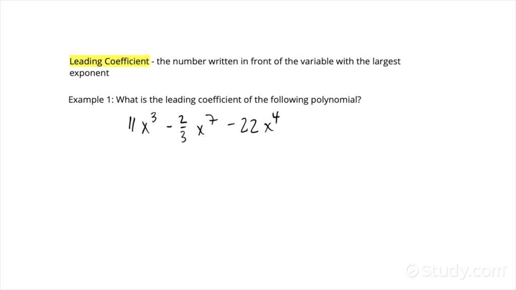 Finding the Leading Coefficient of a Univariate Polynomial | Algebra ...