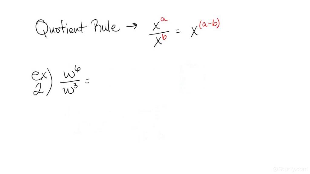 Understanding the Quotient Rule of Exponents | Algebra | Study.com