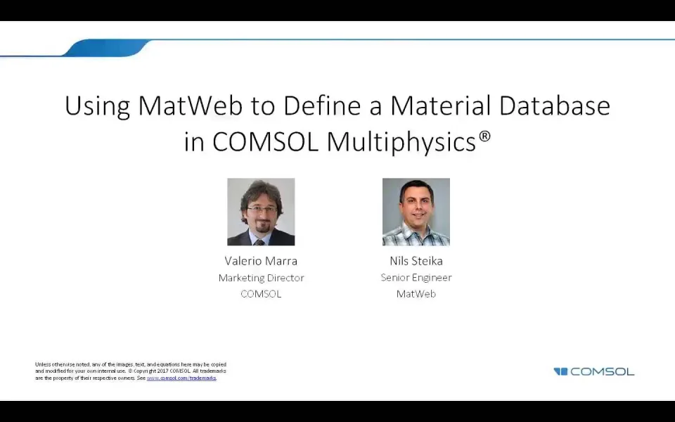 Defining a Material Database in COMSOL Multiphysics® with MatWeb