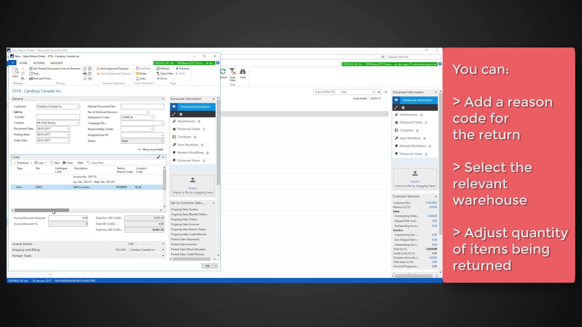 Dynamics NAV - How to Create a Sales Return Order