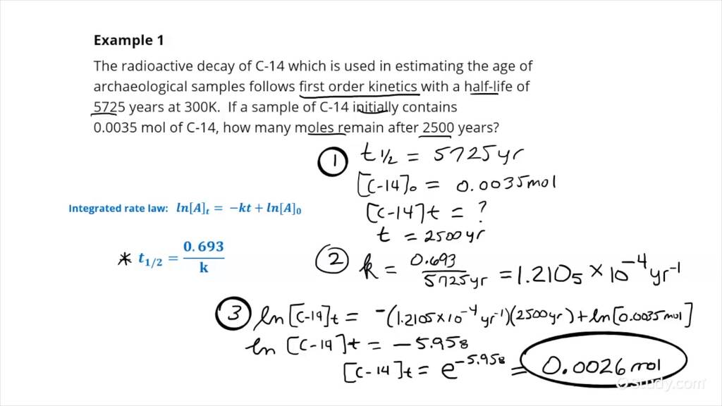 Solving For First Order Kinetics Given Half Life Chemistry Study