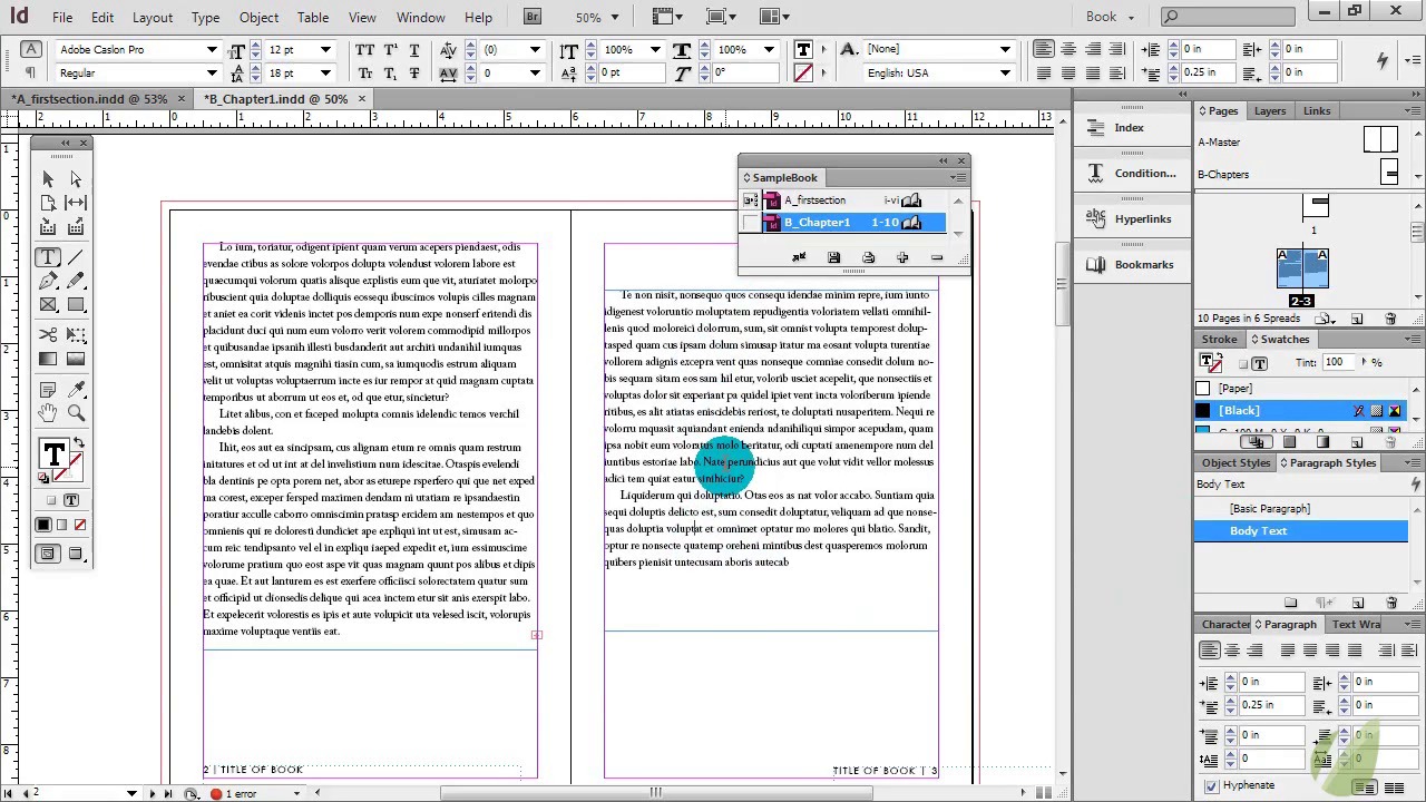 Book Layout in InDesign - Using Paragraph Styles