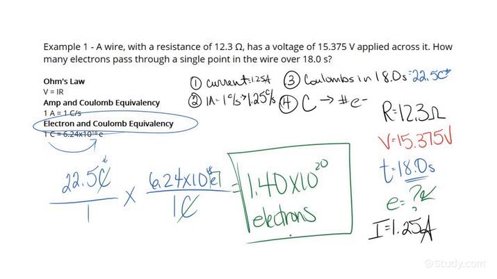 How to Calculate the Number of Electrons Passing through a Point in a Wire | Physics | Study.com