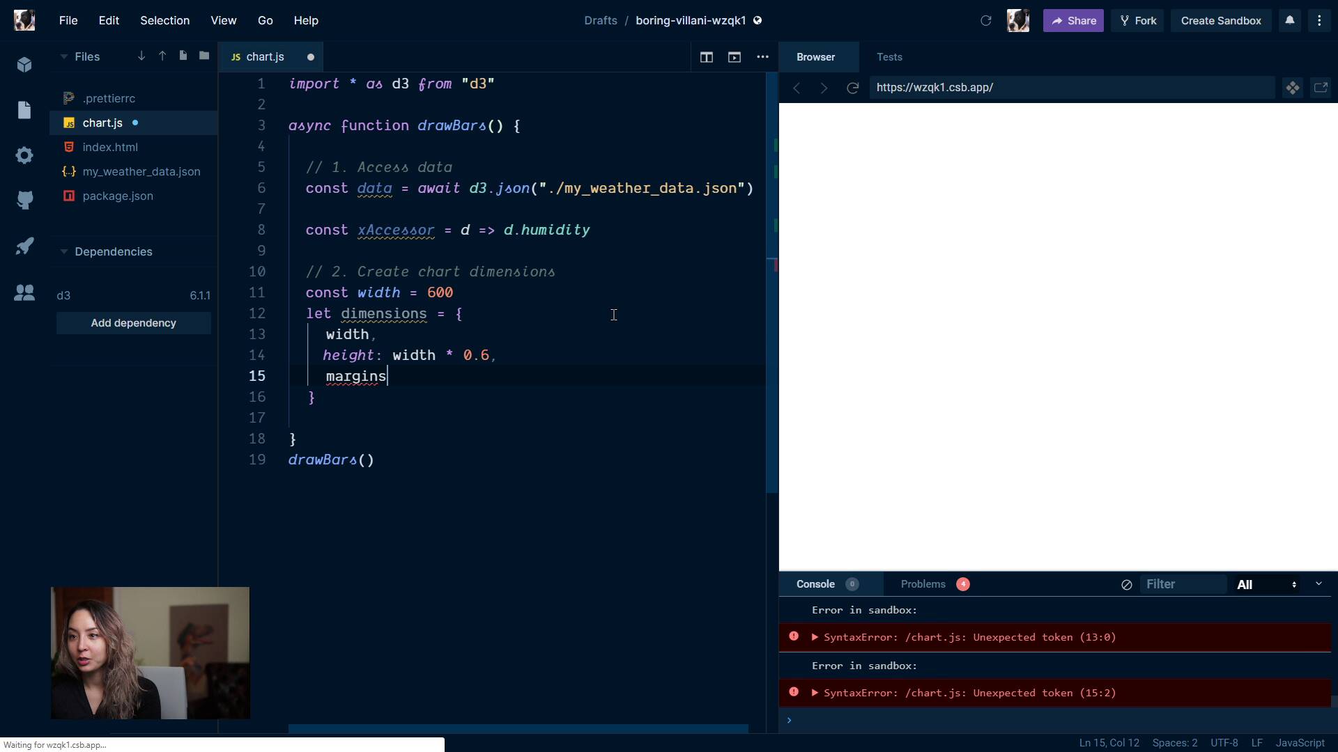 Create dimensions - Fullstack D3 Masterclass - 3.3 | newline
