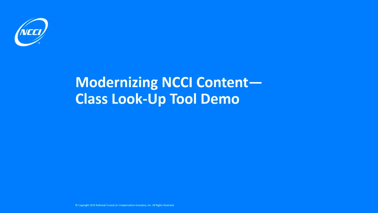 Modernizing NCCI Content—Class Look-Up Tool Demo