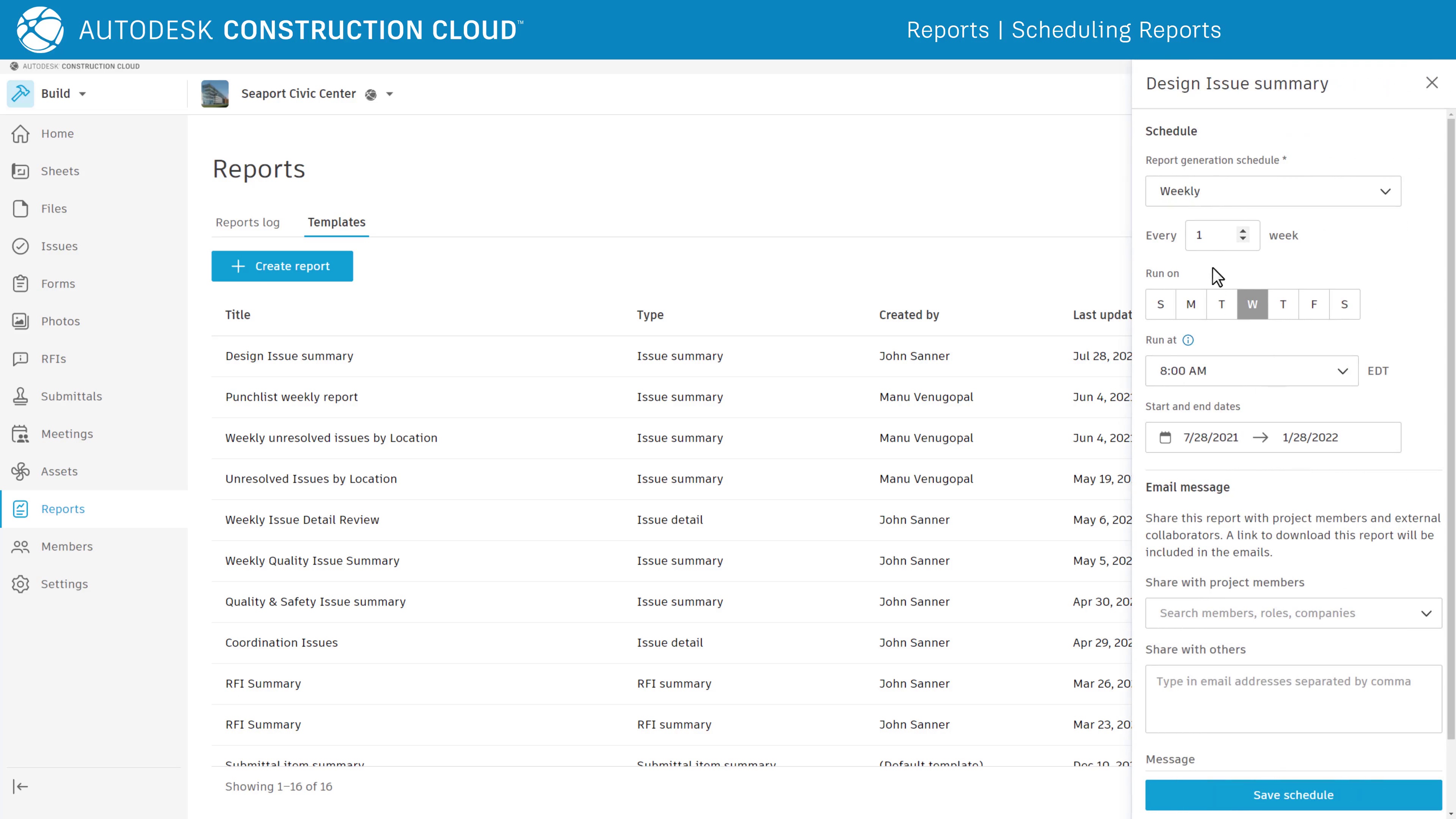 Scheduling Reports Demo