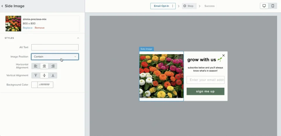 How to add side images in sign-up forms | Klaviyo Help Center