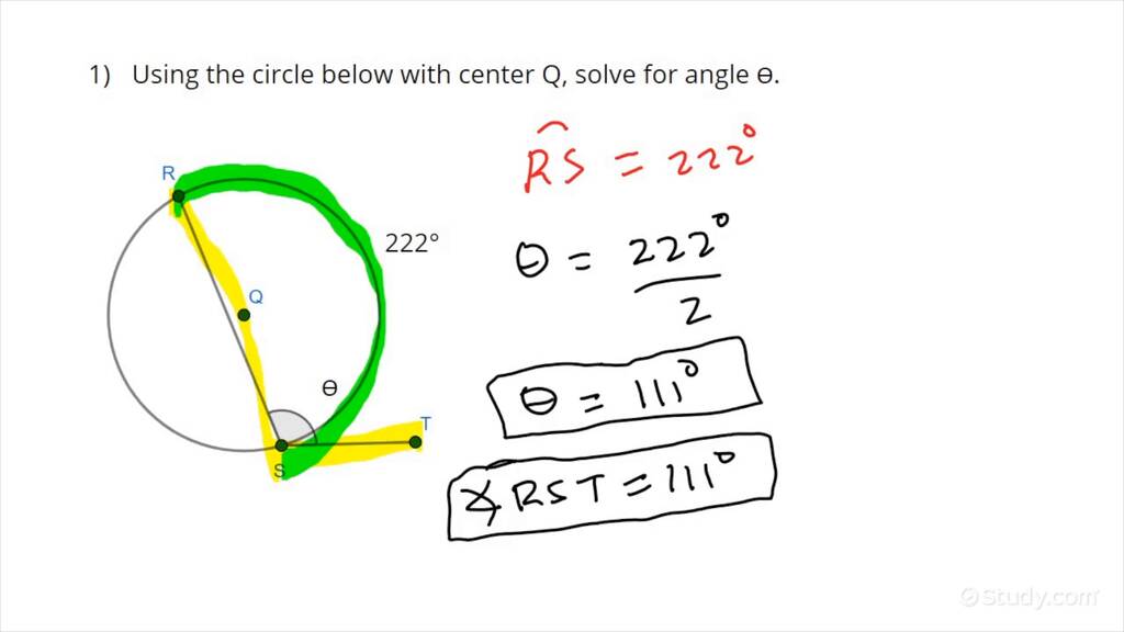 Using the Inscribed Angle Theorem with Chords & Tangents of a Circle ...