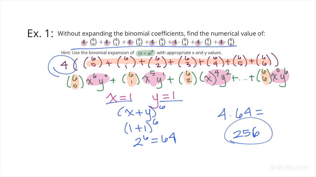 Connecting Binomial Expansion Coefficients and Combinatorics | Precalculus | Study.com