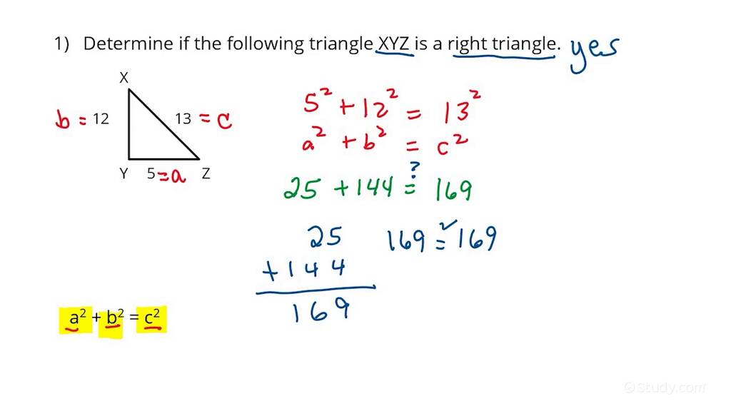 How to Use the Converse of the Pythagorean Theorem | Algebra | Study.com