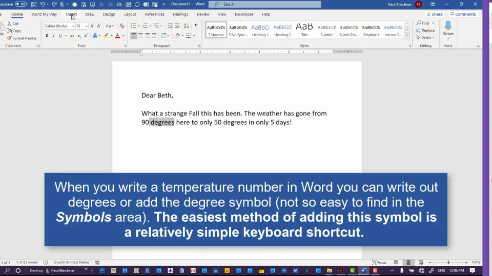 Easy Way To Add Degree Symbol(°)