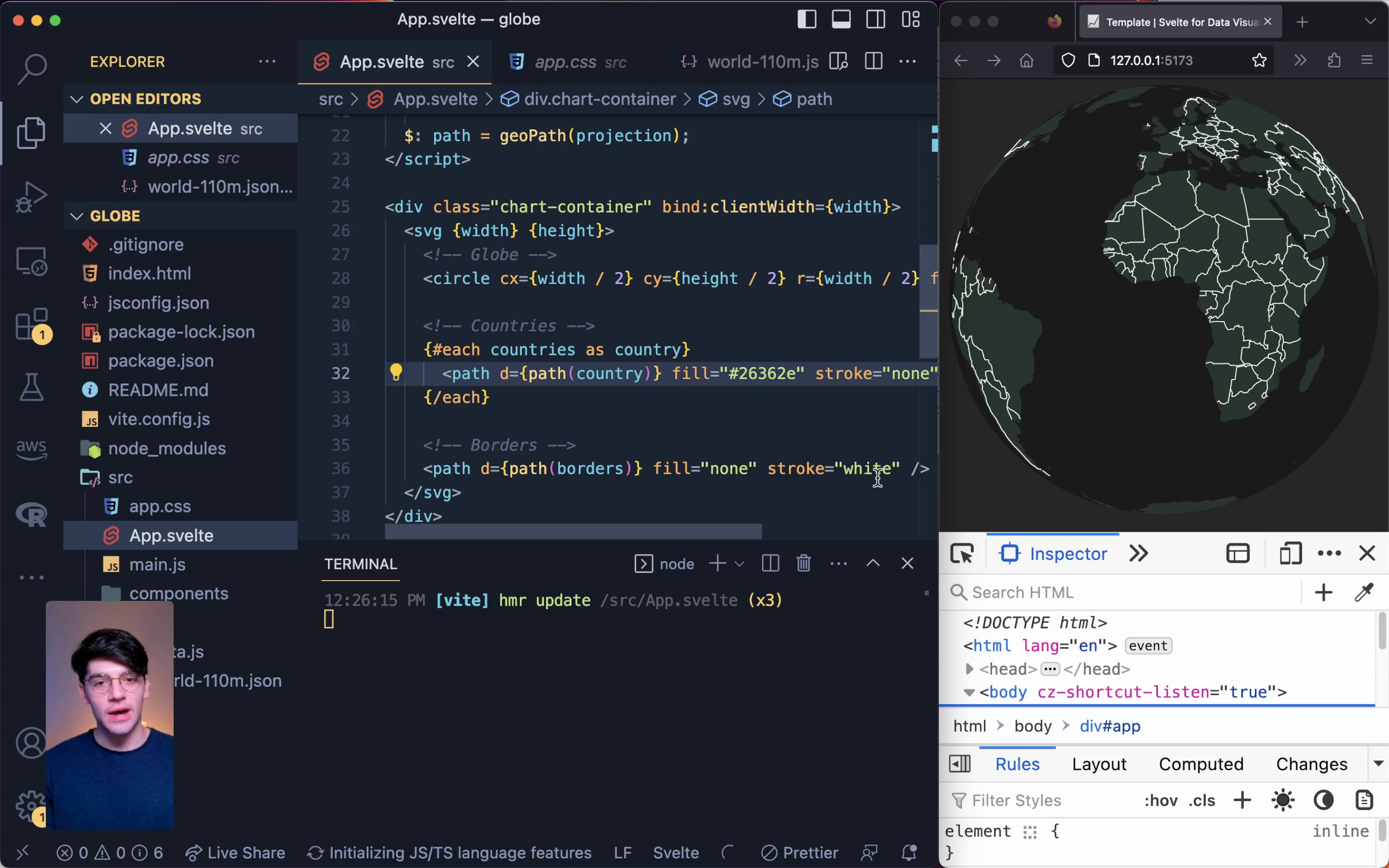Styling our Globe - Better Data Visualizations with Svelte | newline Styling our Globe - Better Data Visualizations with Svelte | newline