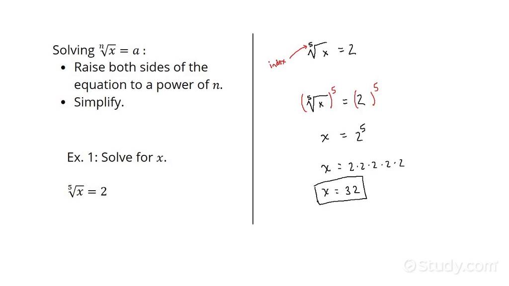 How to Solve an Equation with a Root Index Greater Than 2 | Algebra ...