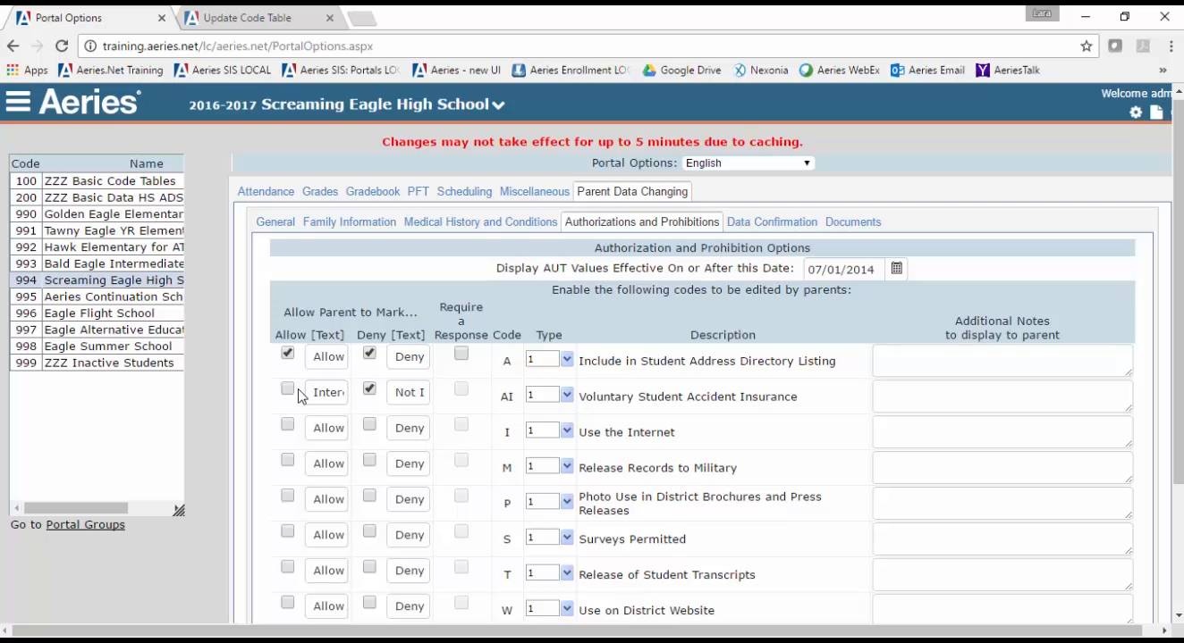 Parent Data Confirmation Configuration - Authorizations Video : Aeries ...