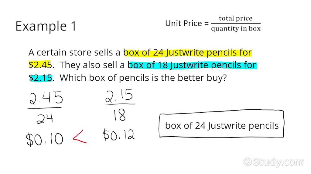 Computing Unit Prices to Find the Better Buy | Algebra | Study.com