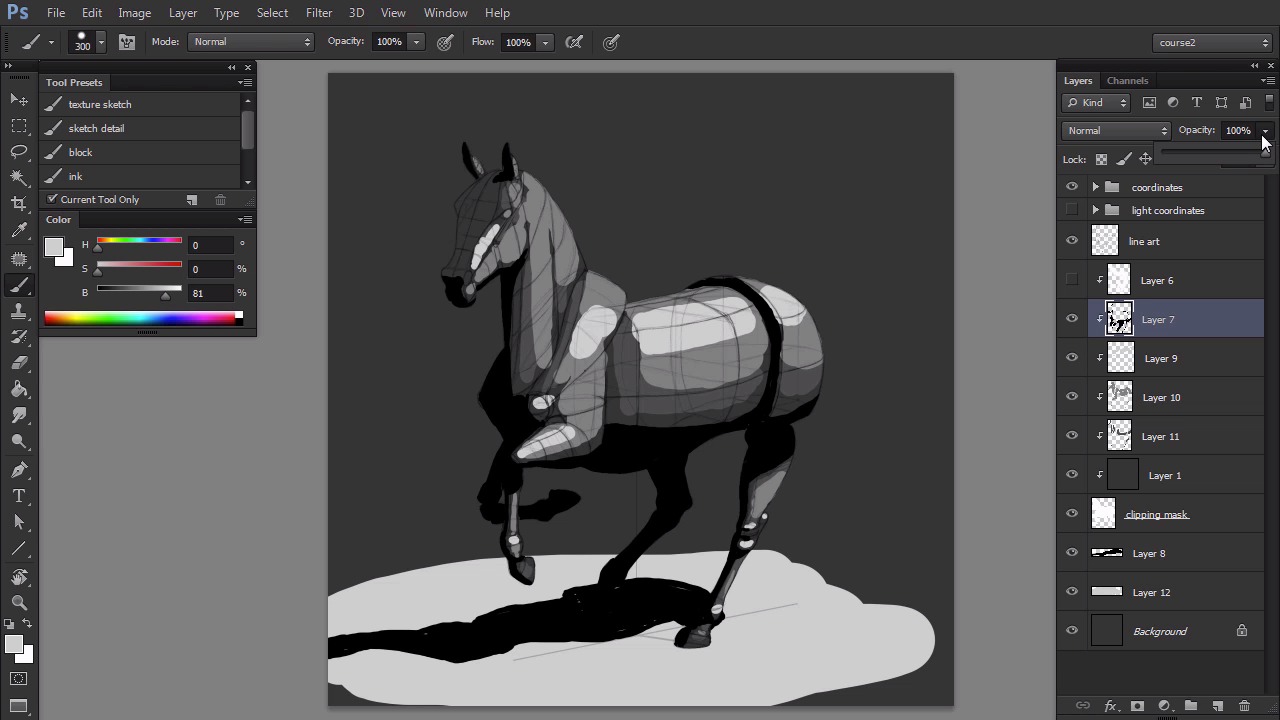 How to Shade Animals in Perspective - Shading in Practice