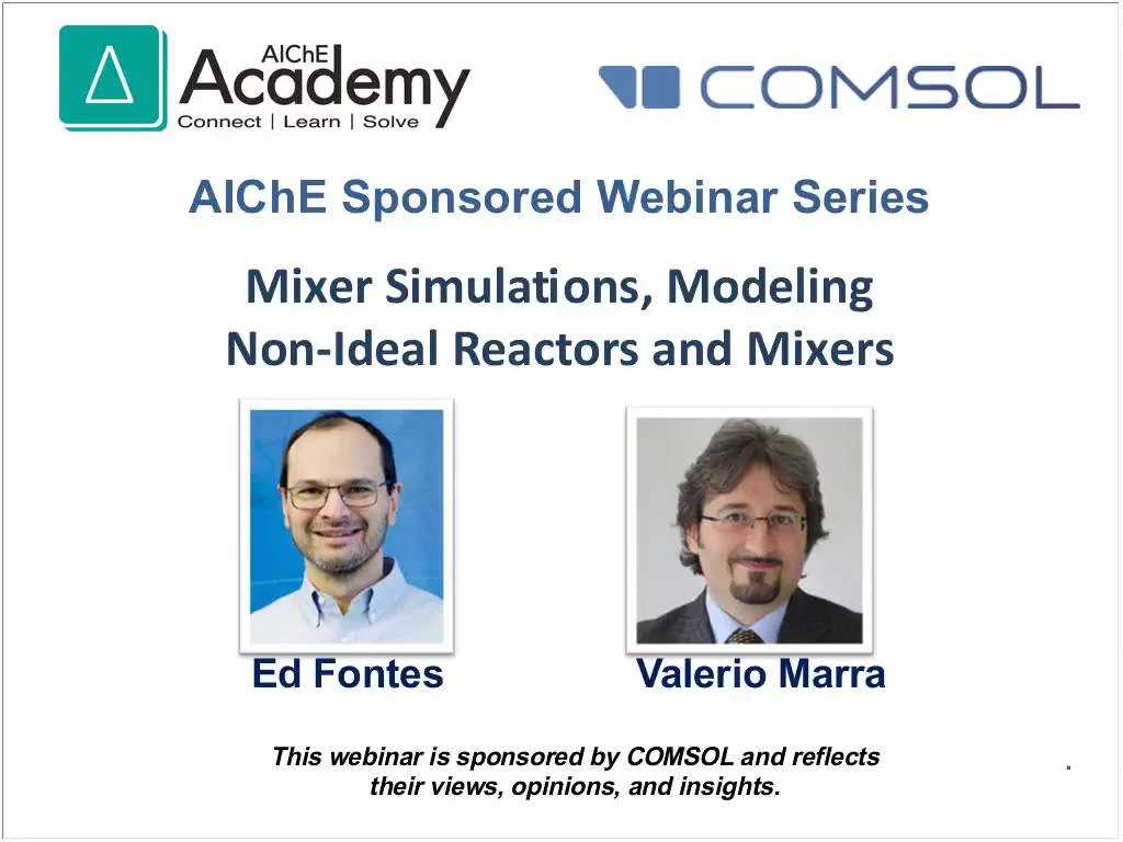 Modeling Mixers and Nonideal Reactors with COMSOL Multiphysics® - 必威bwey