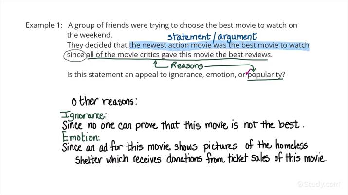Determining if a Statement Appeals to Ignorance, Emotion or Popularity ...