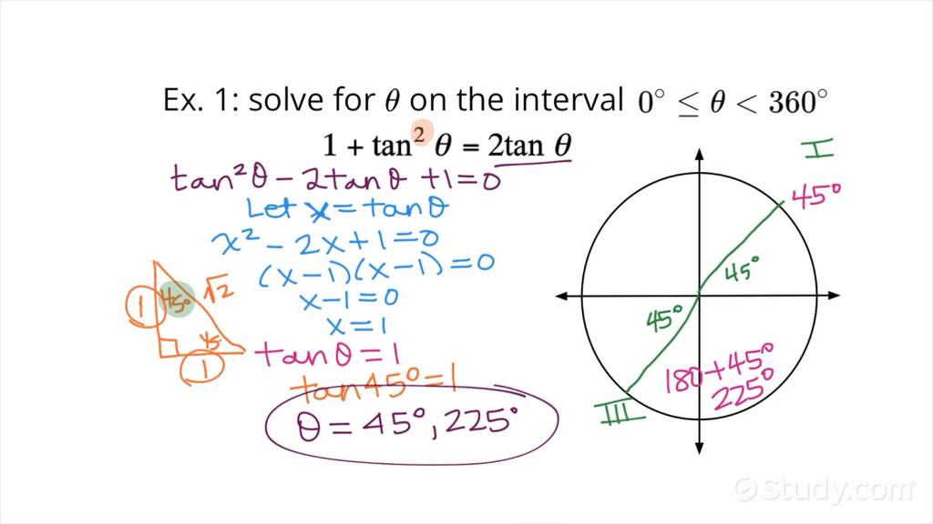 Solving Basic Trigonometric Equations Involving Tangent Trigonometry
