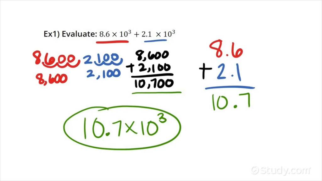 Adding Or Subtracting Numbers Written In Scientific Notation With The