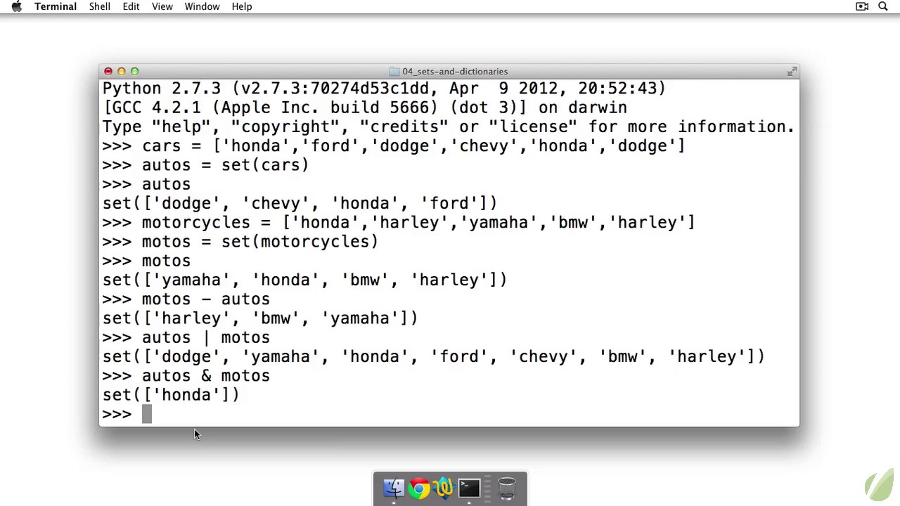 Getting Started with Python - Sets and Dictionaries