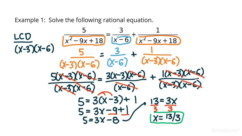 How to Solve Rational Equations with Factorable Quadratic Denominators ...