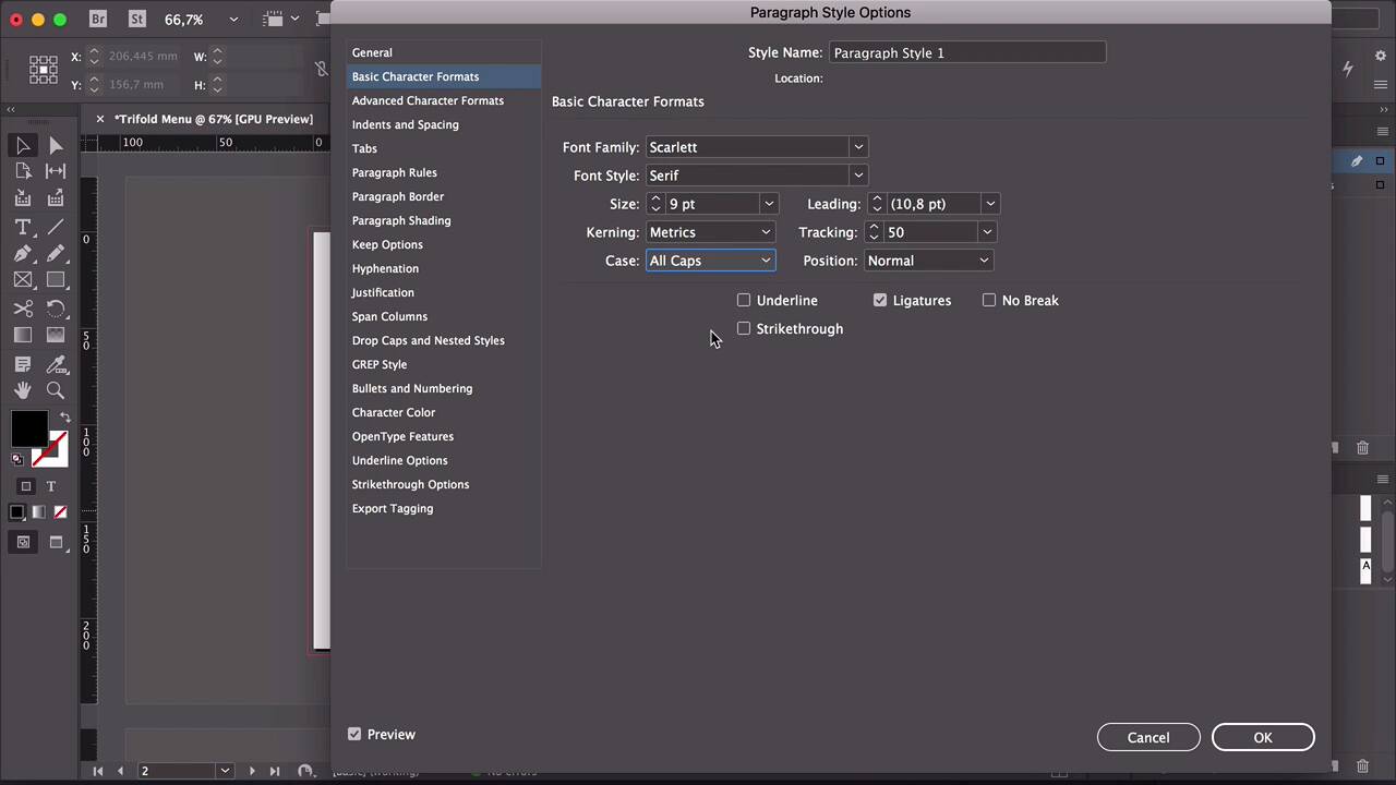 Restaurant Menu Design in Adobe InDesign - Color Swatches, Paragraph ...