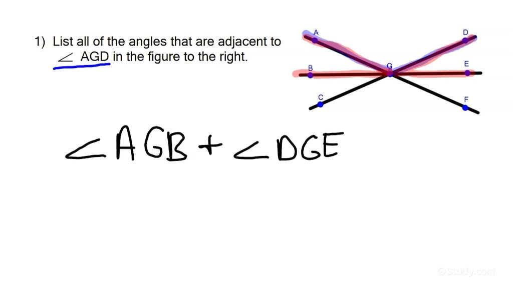 How to Identify Adjacent Angles | Geometry | Study.com