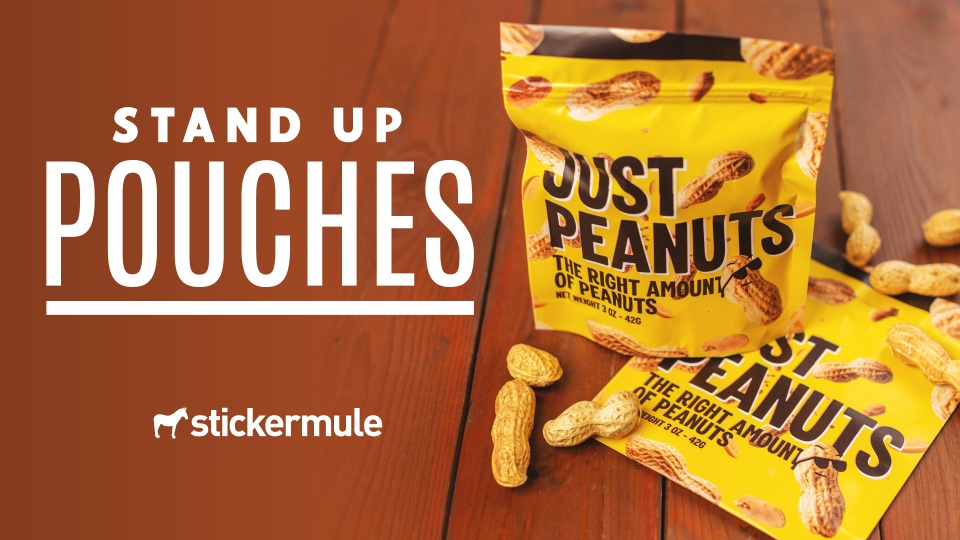 Custom printed stand up pouches | Quick free shipping | Sticker Mule