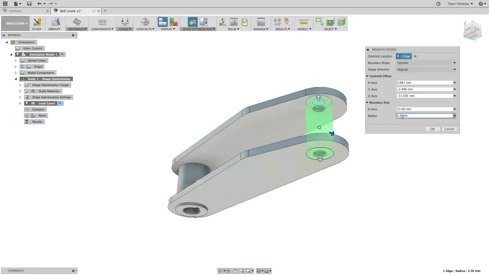 Fusion 360 Help | Linear material analysis | Shape optimization of a ...