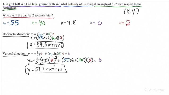 How to Solve Word Problems Involving Parametric Equations for Projectile Motion on Level Ground ...