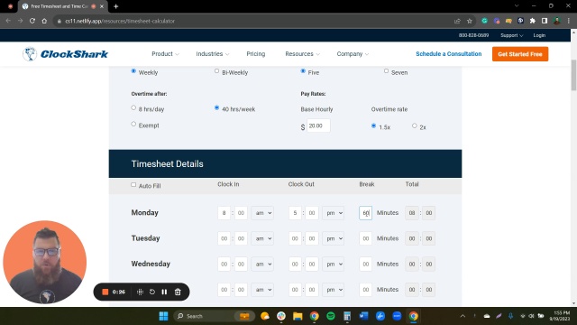 Payroll Timesheet Calculator