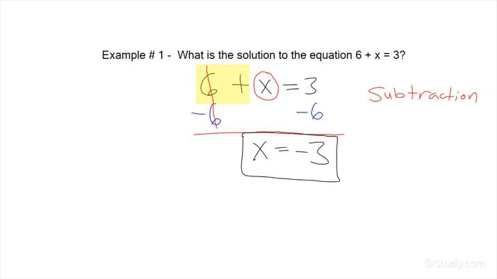 Identifying Solutions to One-Step Equations | Math | Study.com