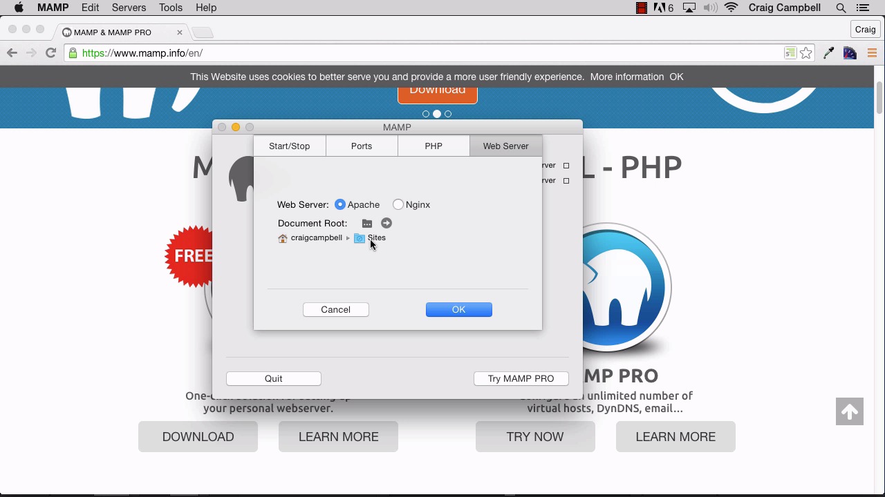 Animating With Snap.svg - Installing MAMP