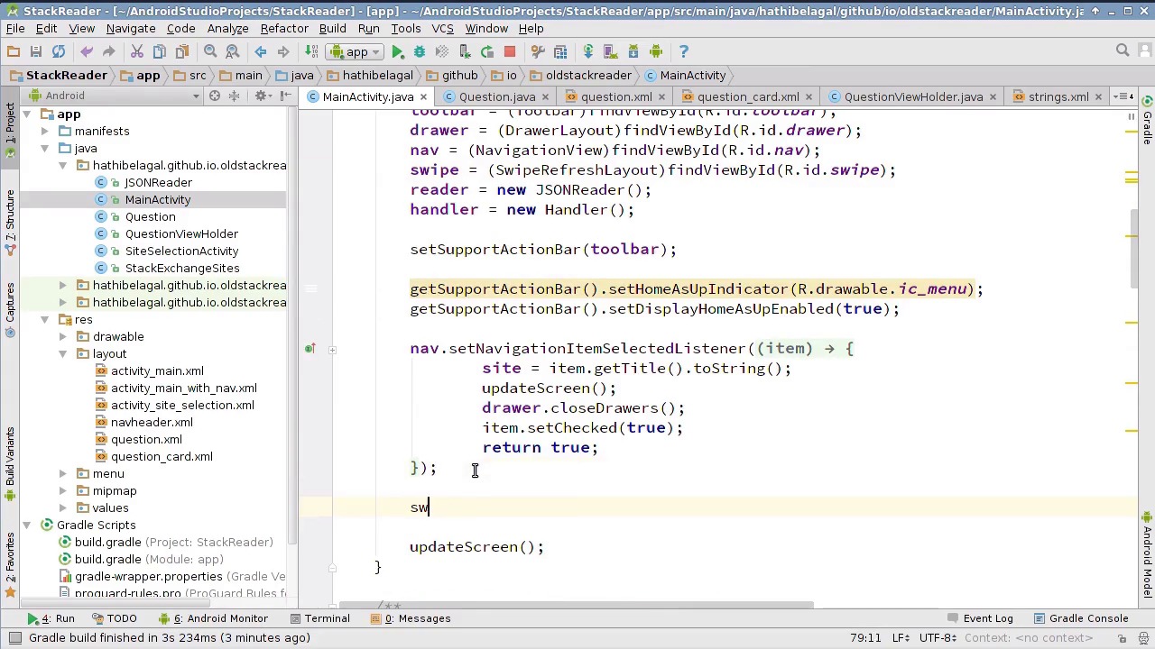 Migrate an Android App to Material Design - Implement the Swipe-to ...