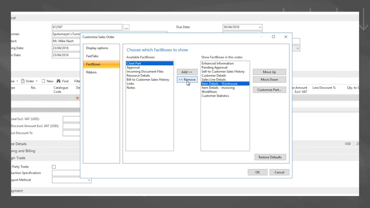 Dynamics NAV - Customising FactBoxes
