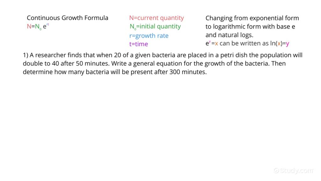 Writing and Evaluating a Function Modeling Continuous Exponential ...