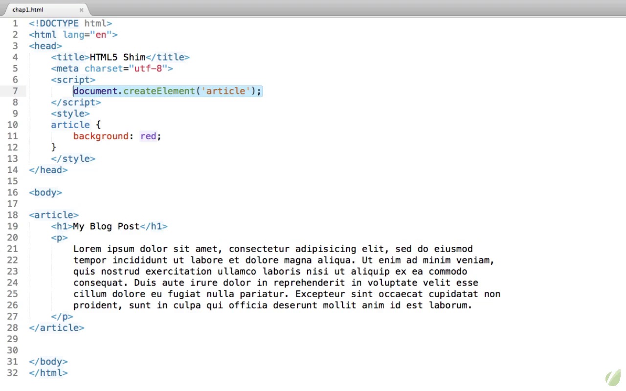 HTML5 Fundamentals - The HTML5 Shim