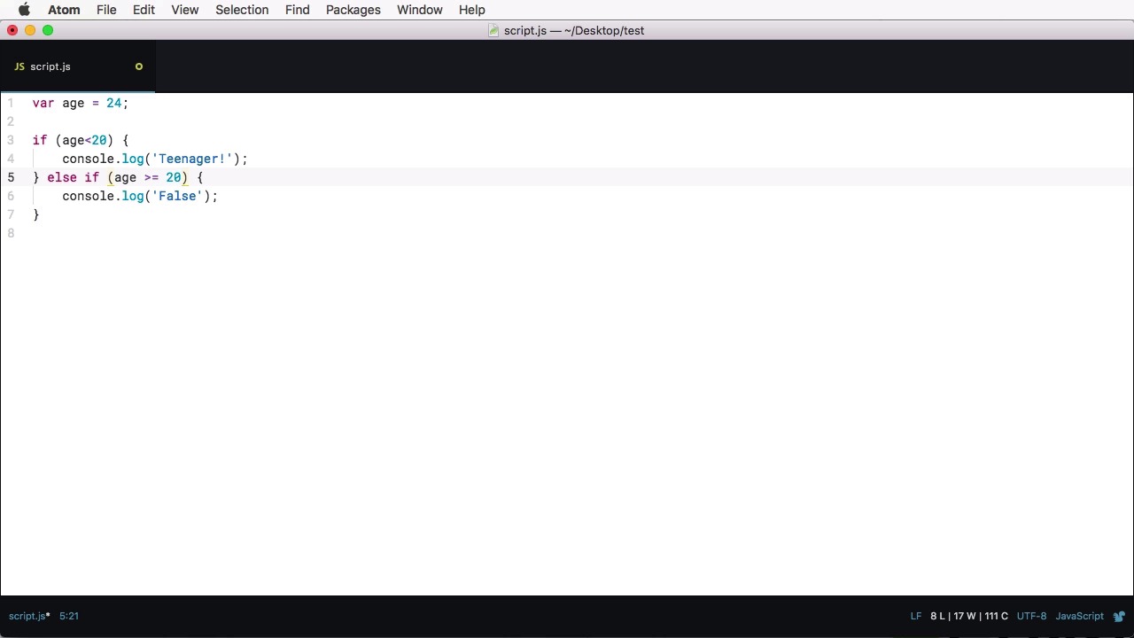 Beginner Javascript Tutorial 15 If Else Statement Youtube