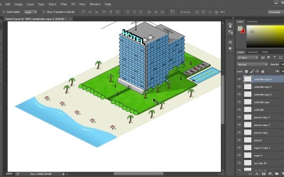 Creating Isometric Pixel Art - Adding Umbrellas and Beach-Goers