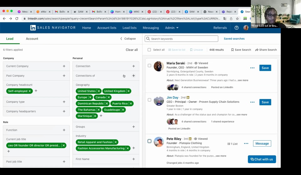 Creating Leads Lists Using Sales Navigator - LinkedIn Accelerator · Freedom Creators: 7 S to 7 F