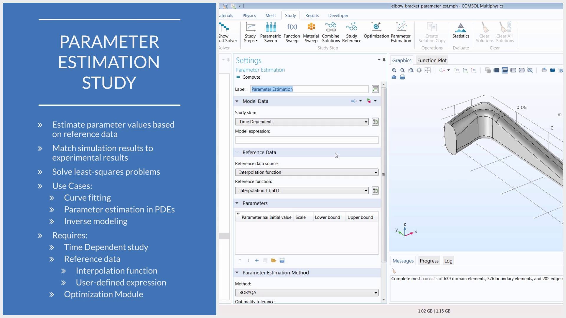 Introduction to Parameter Estimation Studies in COMSOL Multiphysics®
