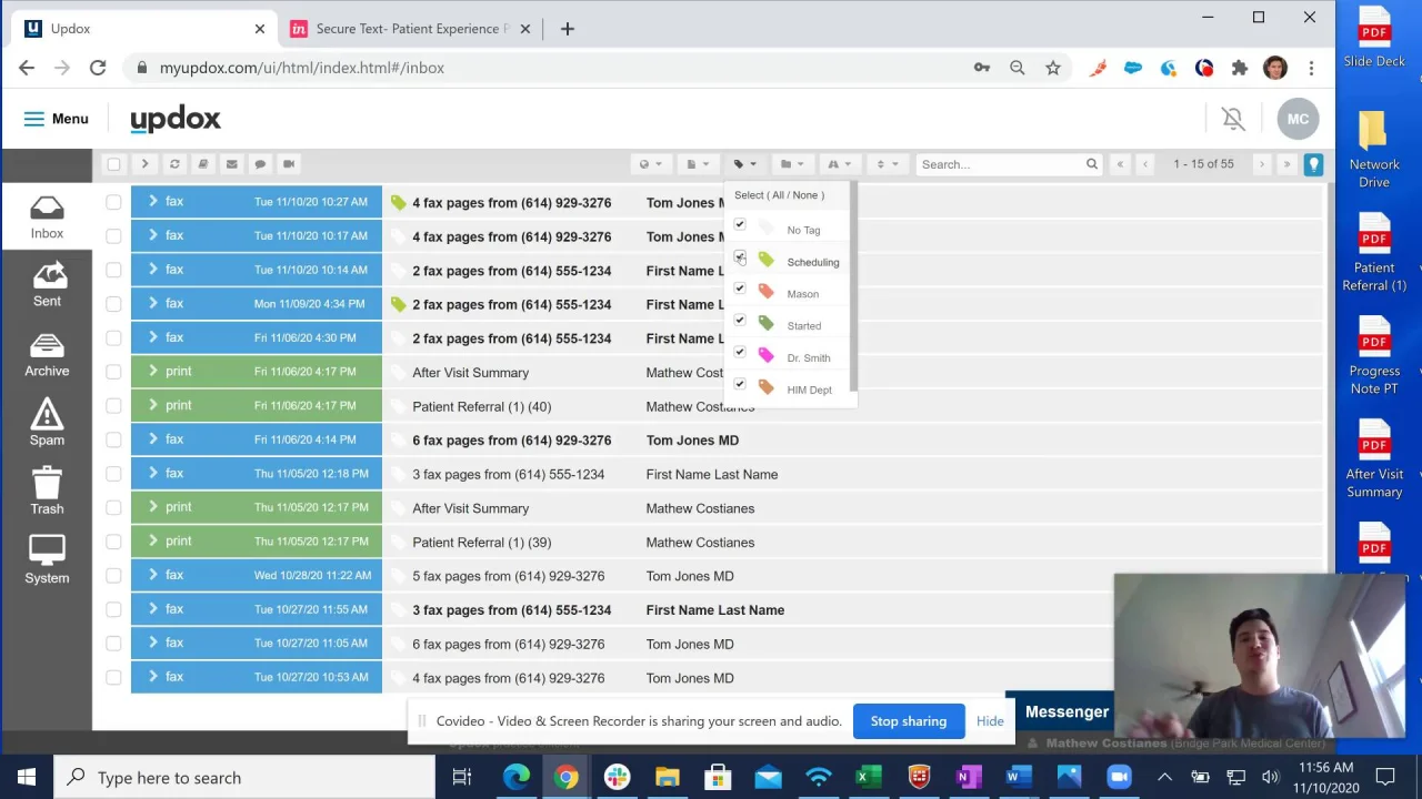 Updox Fax Sending A Broadcast Message From The Updox Patient Portal