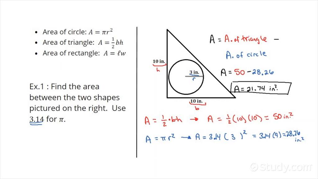 How to Find the Area Between 2 Shapes | Geometry | Study.com