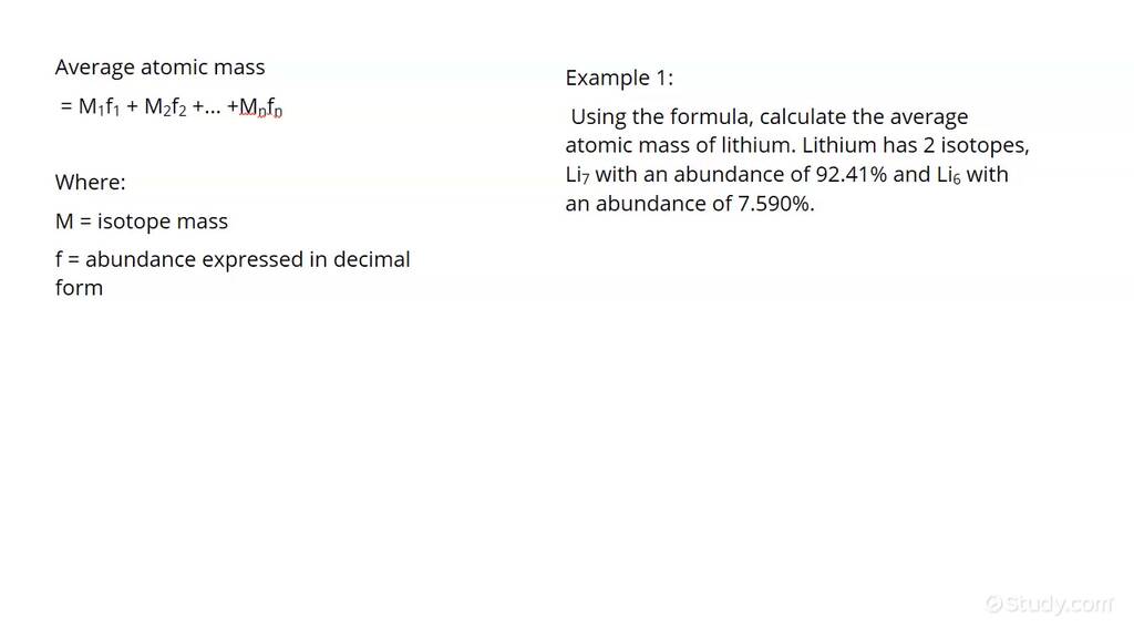How to Calculate Average Atomic Mass | Chemistry | Study.com