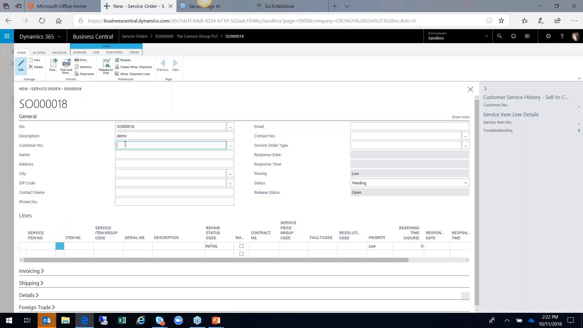 Configure and Use Service Management in Business Central