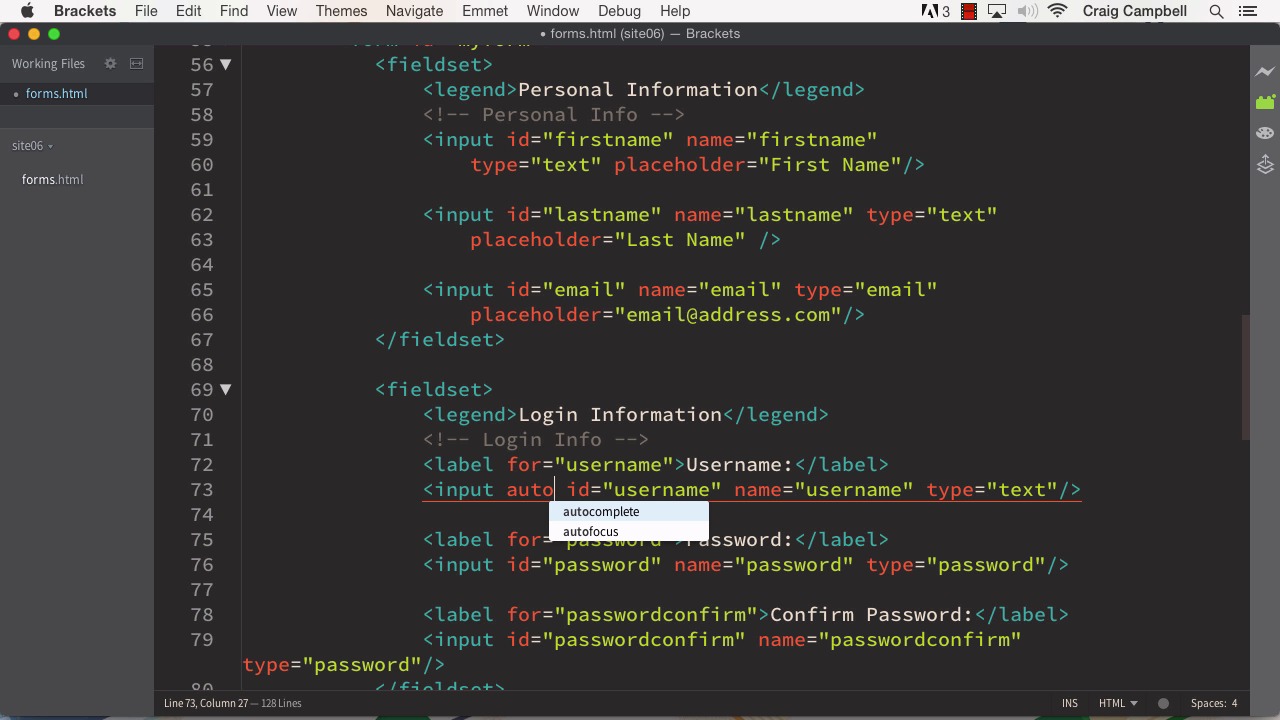 Solid HTML Form Structure - Autofocus and Tab Index