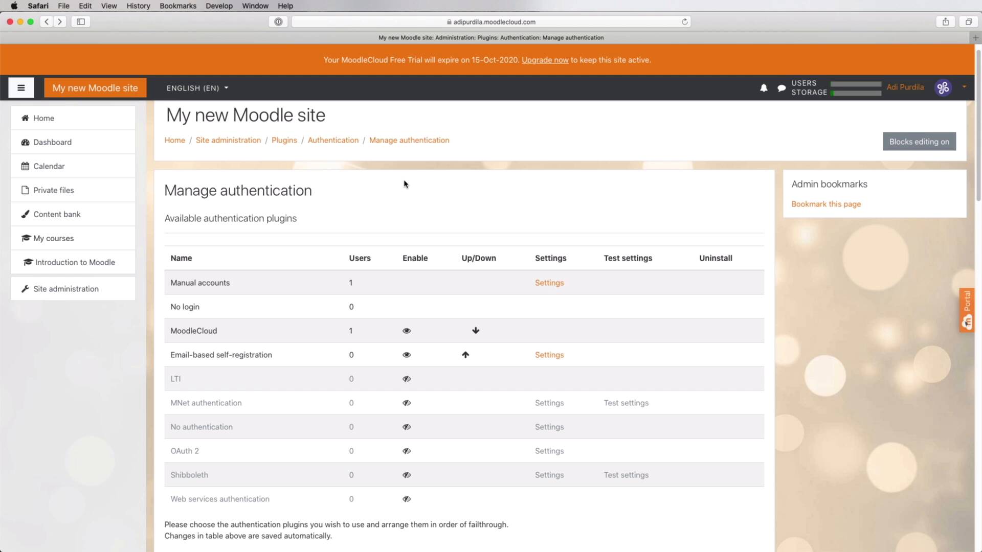 Introduction to Moodle - Setting Up Enrolment Options for Students