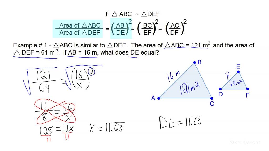 Using the Area of Similar Triangles Theorem to Solve for Side Length ...