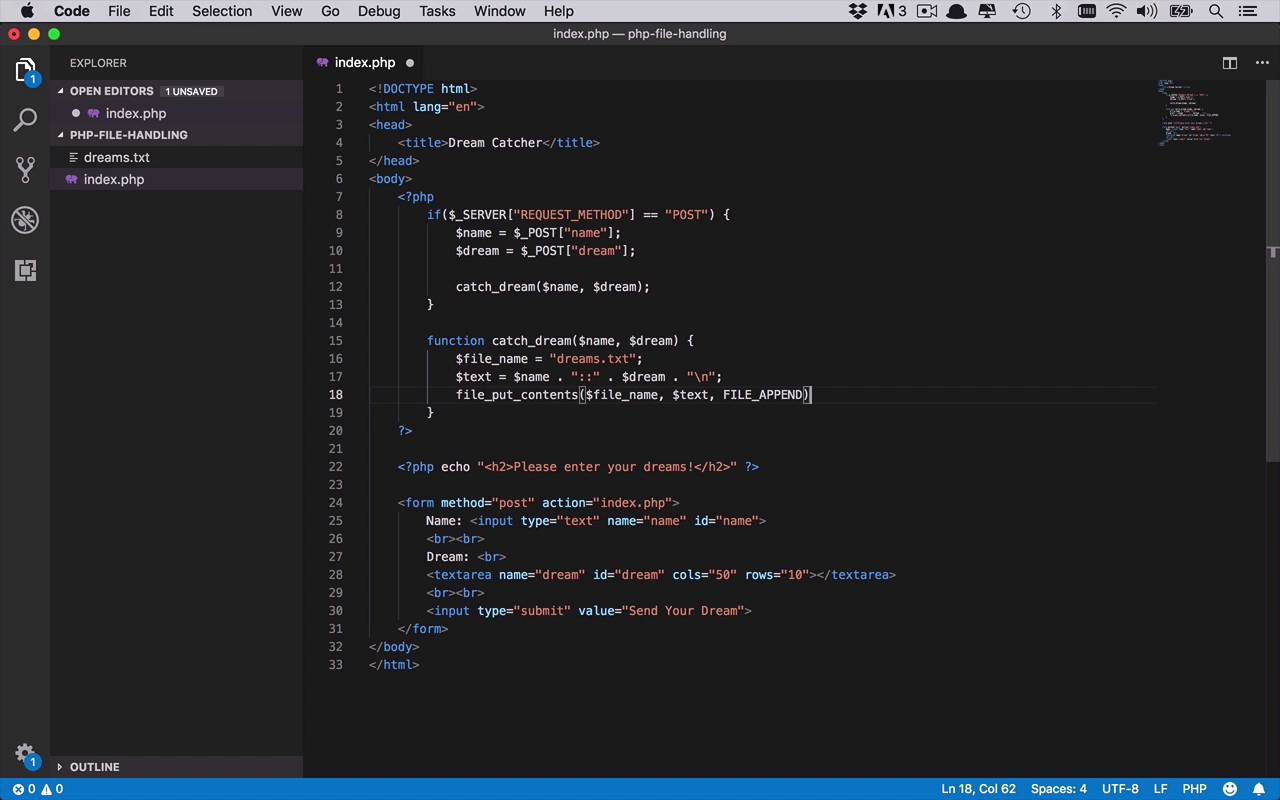 Practice PHP and Learn: File Handling - File Writing Shortcut